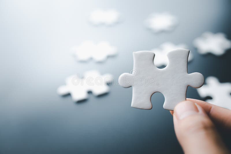 White Jigsaw in the Hands, the Correct Solution. Teamwork, Solving and ...