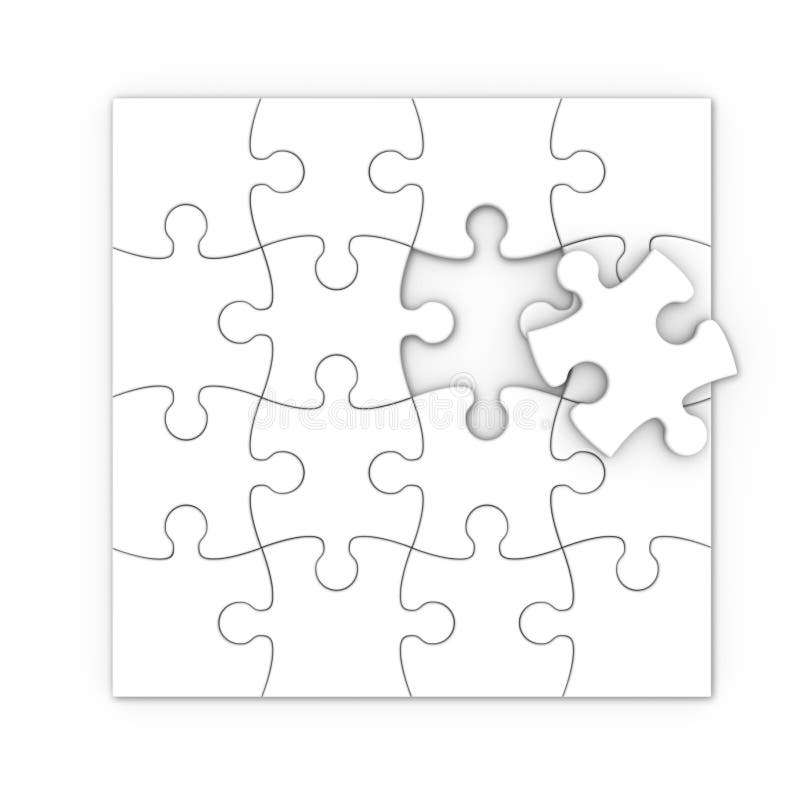 White Jigsaw . Isolated Puzzle Stock Illustration - Illustration of ...