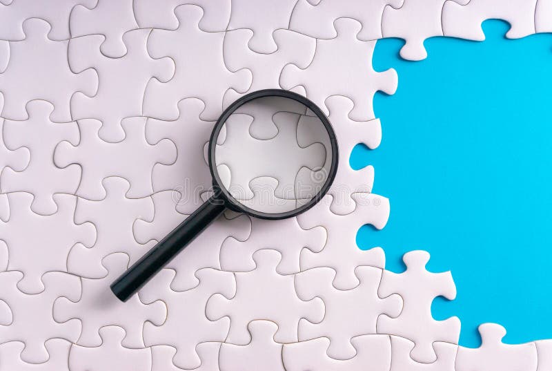 Puzzle and magnifier stock photo. Image of shape, strategies - 1461962