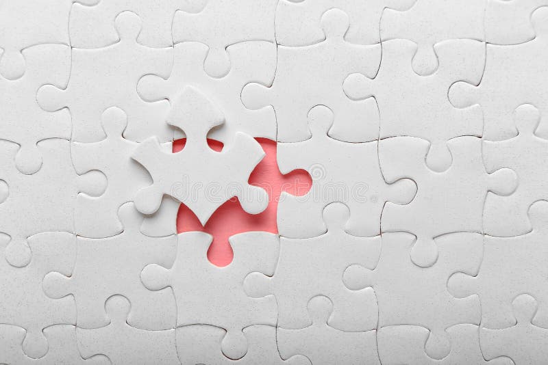 White Jigsaw Puzzle with Piece Stock Image - Image of connect, concept ...