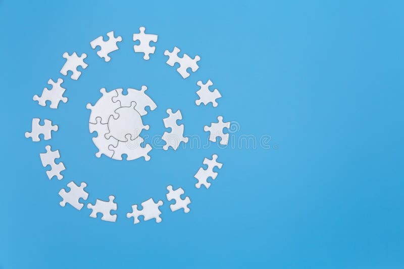 White Jigsaw Puzzle Pieces on a Blue Background. Problem Solving ...