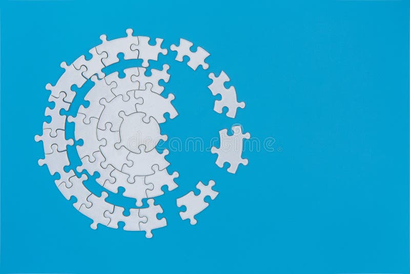 White Jigsaw Puzzle Pieces on a Blue Background. Problem Solving ...