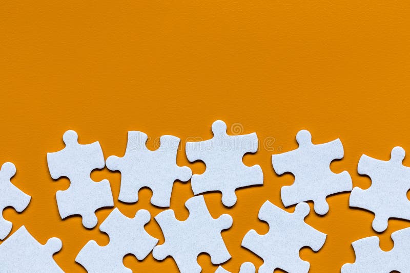 White Jigsaw Puzzle. White Puzzle Pieces on Color Background Stock ...