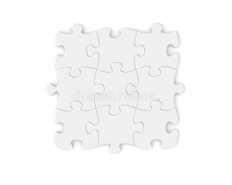 White Jigsaw Puzzle Pieces Concept with Shadow, 3D Illustration Stock ...
