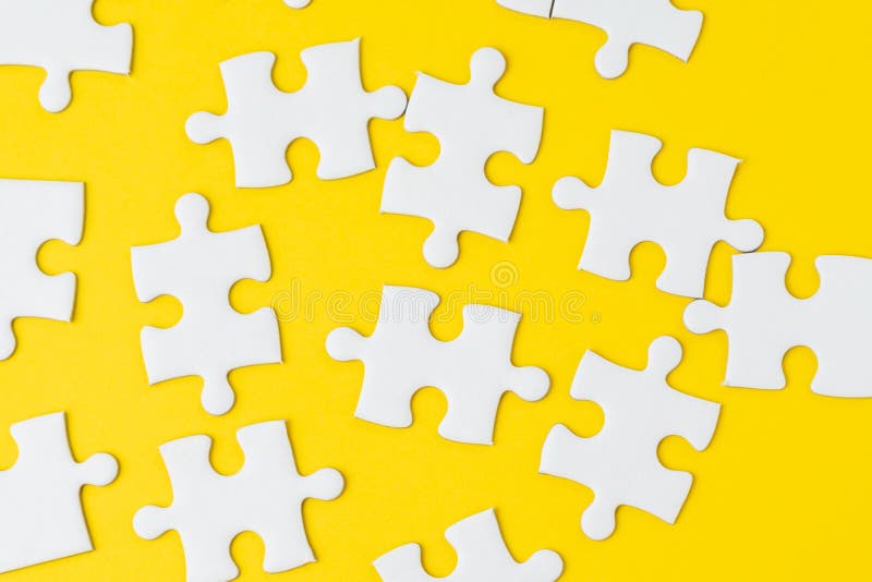 White Jigsaw Puzzle on Solid Yellow Background Metaphor Solution To ...