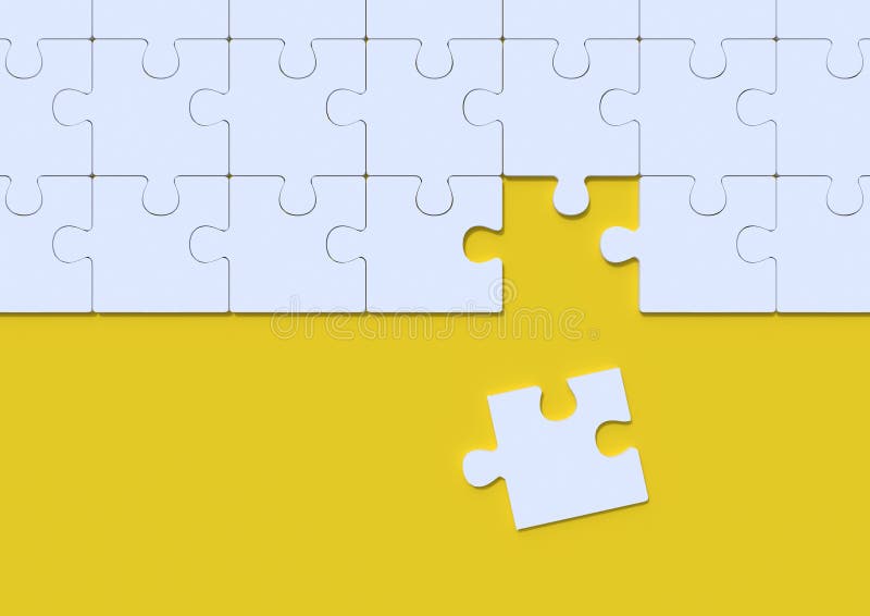 White Jigsaw Puzzle on Yellow Background Stock Illustration ...