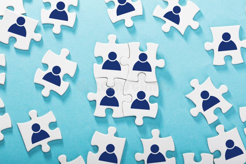 Human Figures on Jigsaw Puzzles Stock Photo - Image of partnership ...