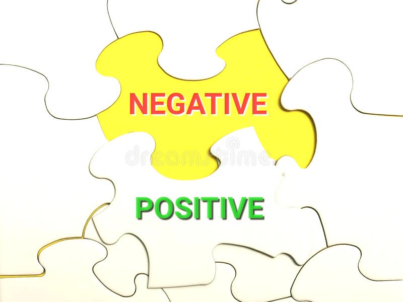 White Jigsaw Puzzles Written Positive and Negative. Stock Photo - Image ...