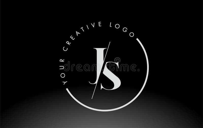White JS Serif Letter Logo Design with Creative Intersected Cut Stock ...