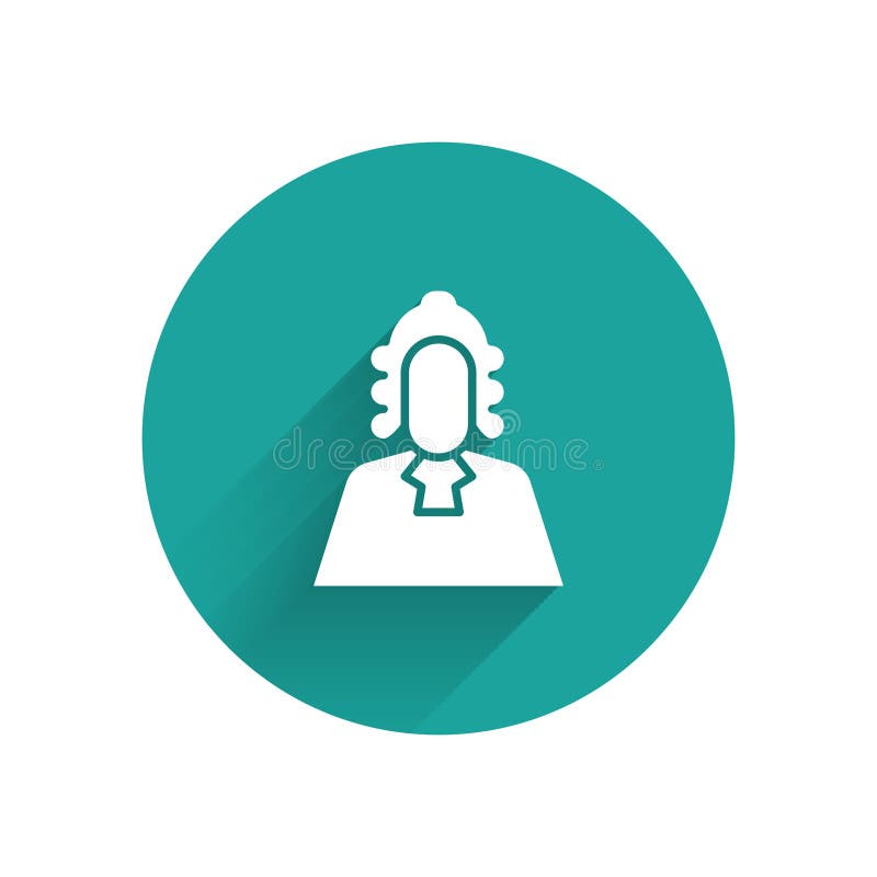 White Judge Icon Isolated with Long Shadow. Green Circle Button Stock ...