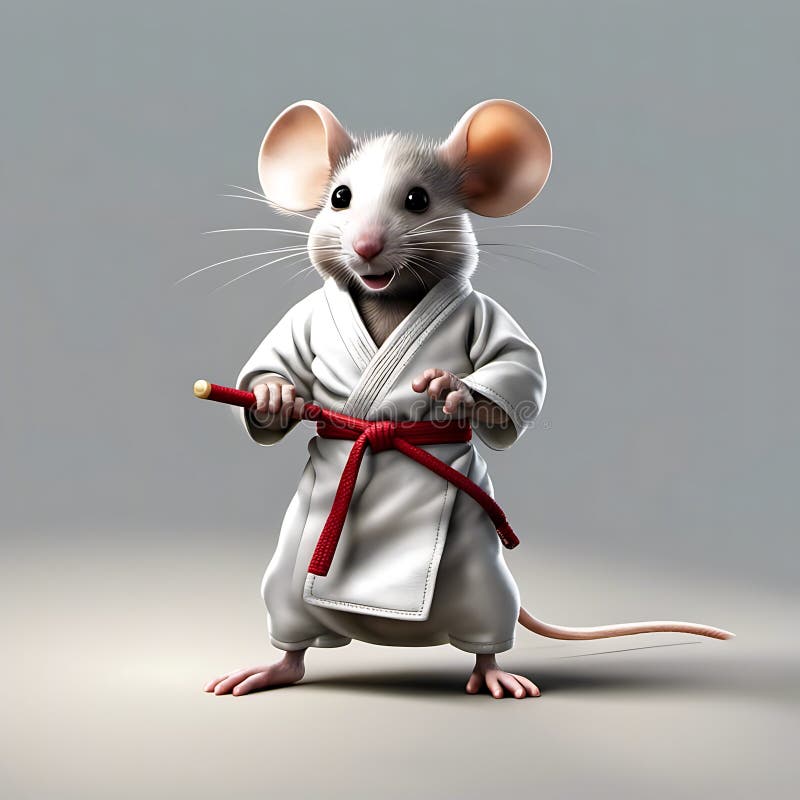 White Judo Master Mouse Ready To Fight. Generated by AI Stock ...