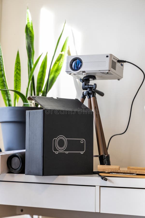 White 4K Compact Home Projector. Small and High Quality Stock Image ...