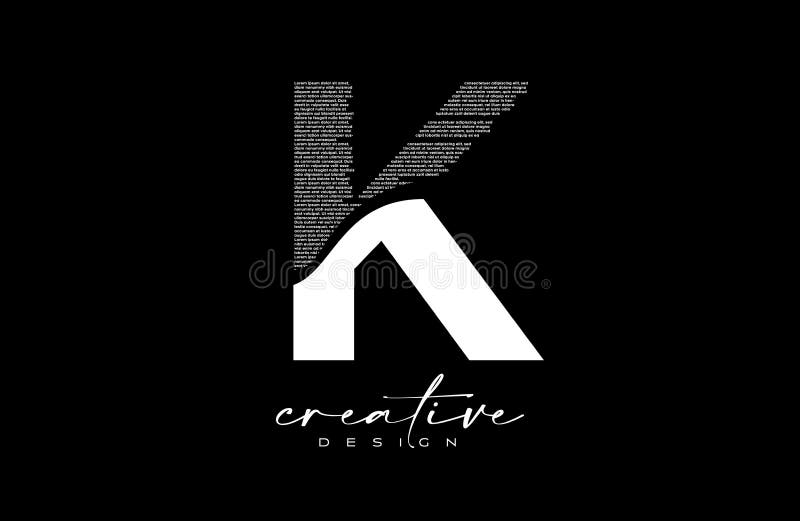 White K Letter Logo Design with Creative Letter K Made of Black Text ...