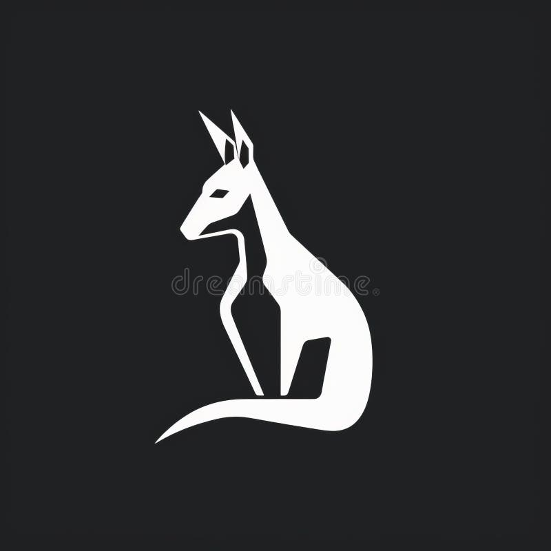 Minimalistic White Kangaroo Icon with Symbolic Identity Stock ...