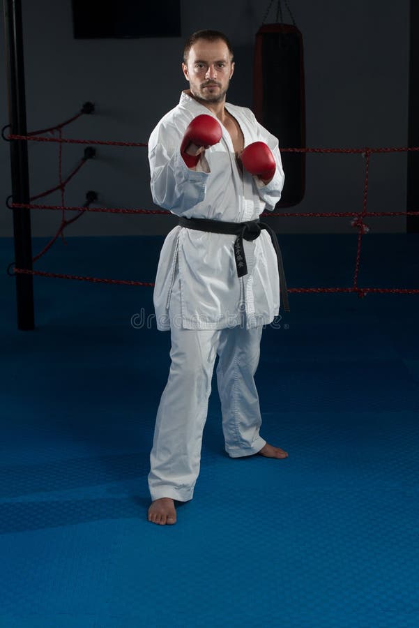 White Karate Fighter at Park Stock Image - Image of alone, lifestyle ...