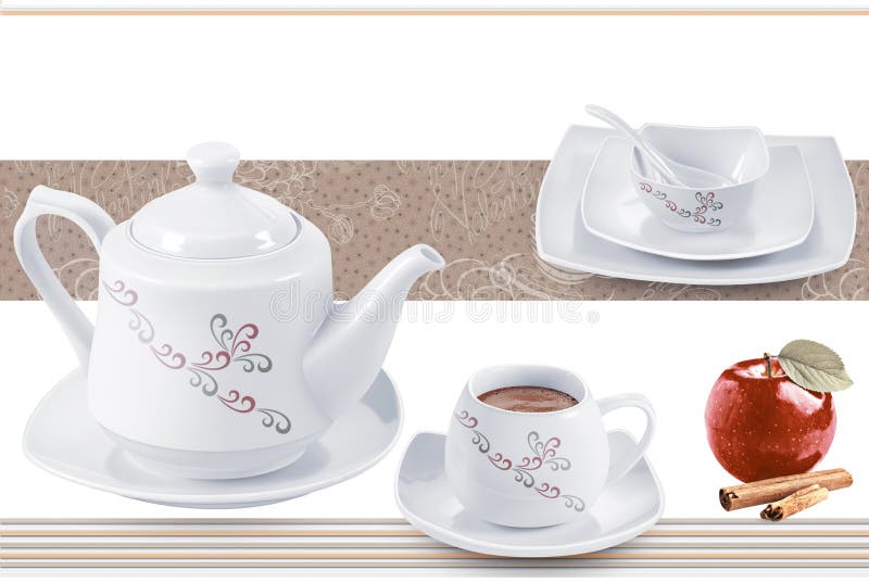 WHITE KETTLE, Mosaic, Ceramic Kitchen Tile, Abstract Pattern Stock ...