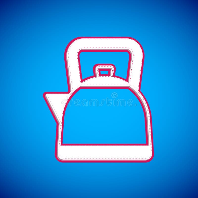 White Kettle with Handle Icon Isolated on Blue Background. Teapot Icon ...