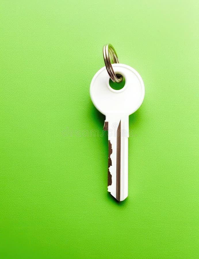 A White Key is Hanging from a Key Chain Stock Photo - Image of iron ...