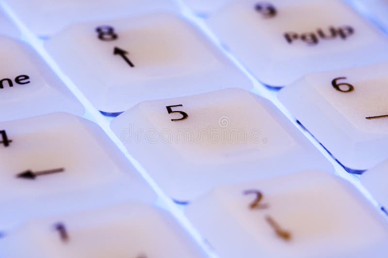 White Keyboard with Blue Light Close Up Stock Image - Image of closeup ...