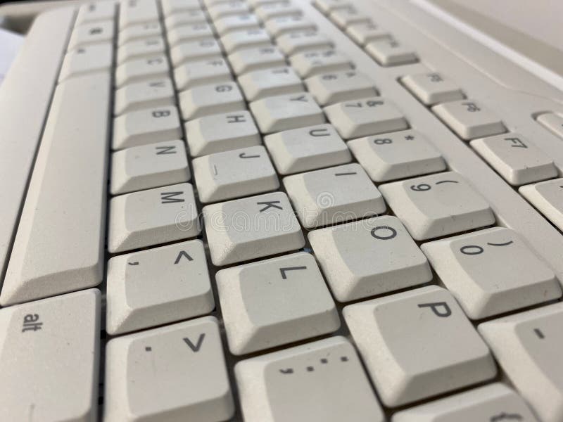 White Keyboard Close-up Side View Stock Image - Image of desard ...