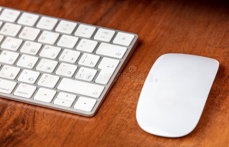 White Keyboard and Computer Mouse on the Table Stock Image - Image of ...