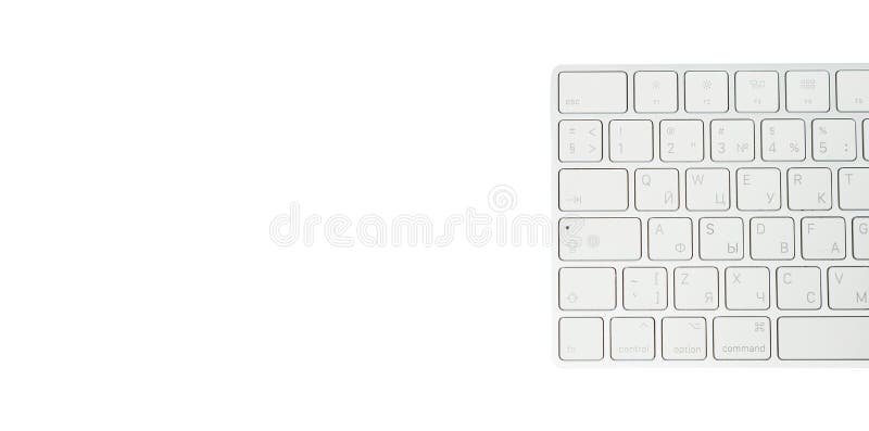 White Keyboard from a Computer on a White Background Close-up Stock ...