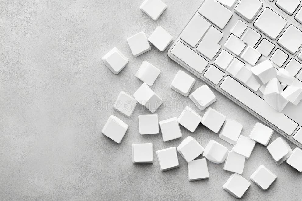 White Keyboard Keys Arranged on a Soft Gray Surface Create a Modern ...