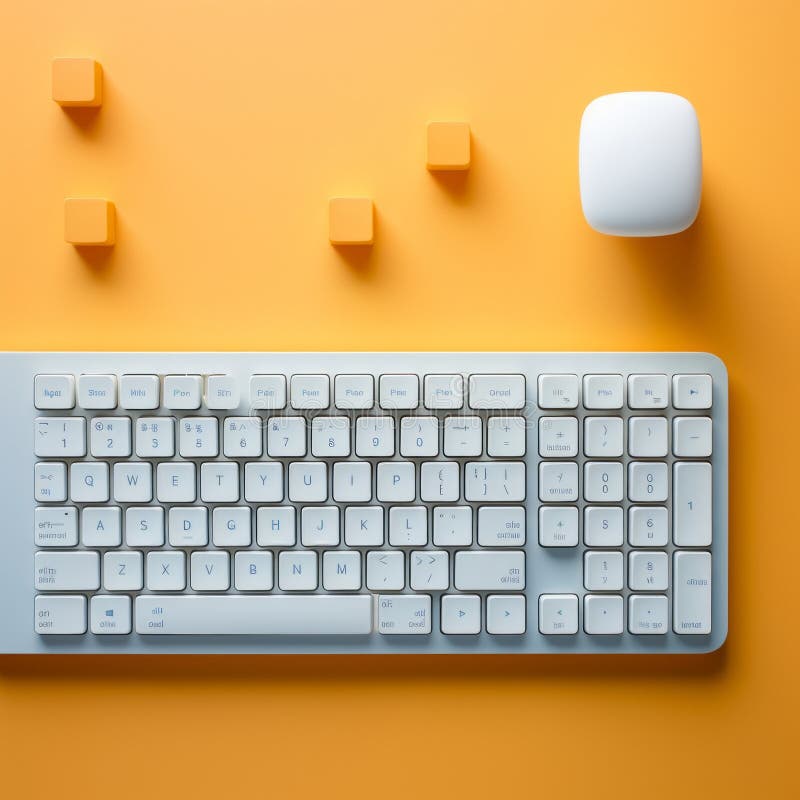 A White Keyboard and Mouse on an Orange Background Stock Illustration ...