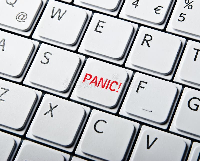 White Keyboard with Panic Button Stock Photo - Image of alert, problem ...