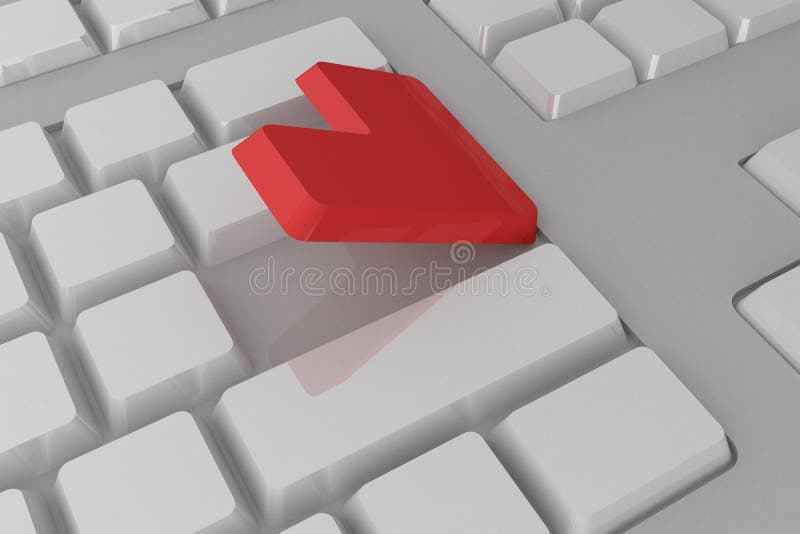White Keyboard with Red Key Stock Illustration - Illustration of space ...