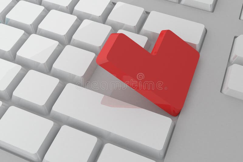 White Keyboard with Red Key Stock Illustration - Illustration of ...
