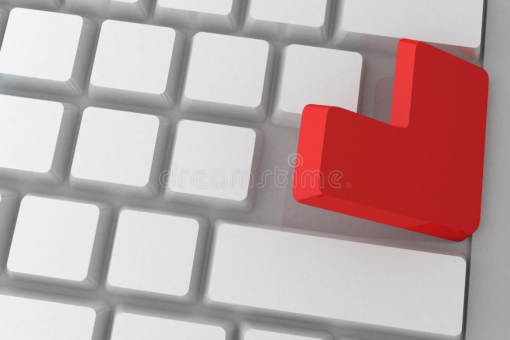 White Keyboard with Red Key Stock Illustration - Illustration of ...