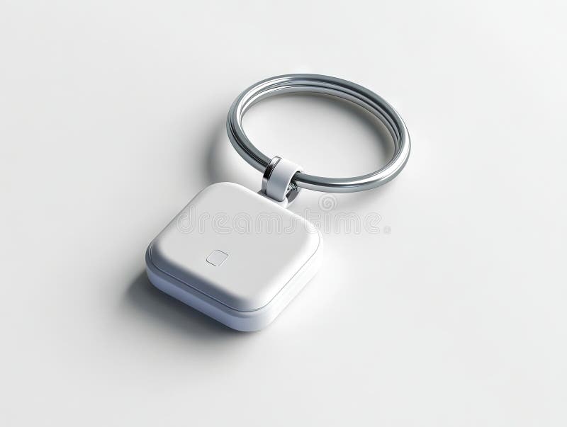 A White Keychain with a Metal Ring on a White Surface Stock Photo ...