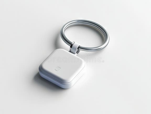 A White Keychain with a Metal Ring on a White Surface Stock Photo ...