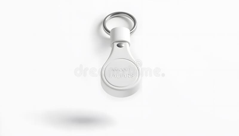 White Keyring with Embossed Logo, Minimalist Design Stock Illustration ...