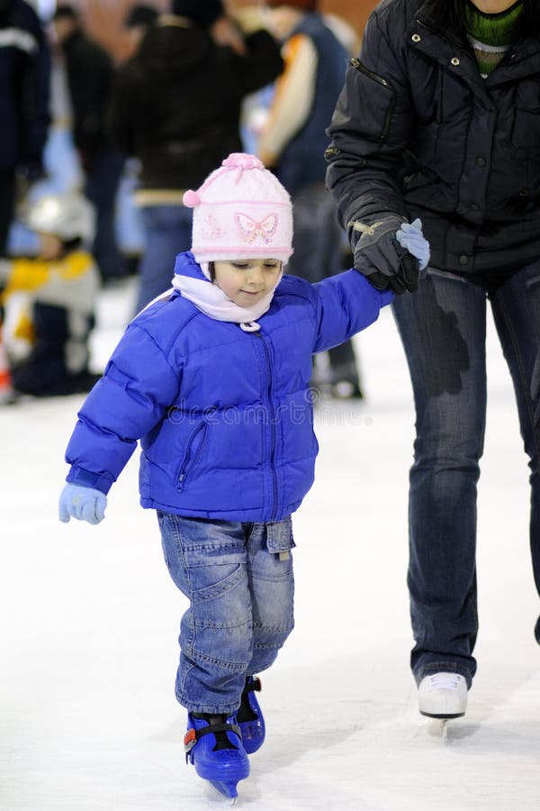 White Kid Learning Winter Sports Stock Image - Image of jacket, beauty ...