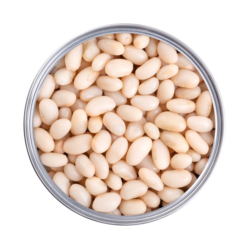 White Kidney Beans, Canned Cannellini Beans in Opened Can, from Above ...