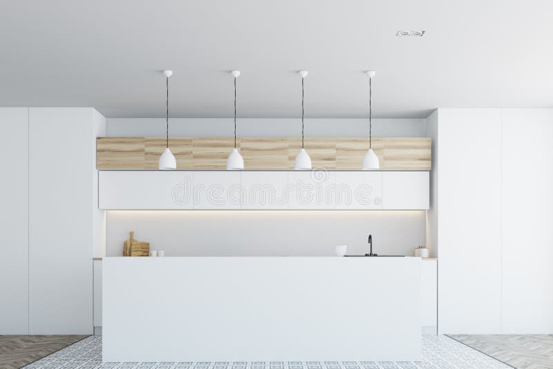 White Kitchen Bar, Front View Stock Illustration - Illustration of ...