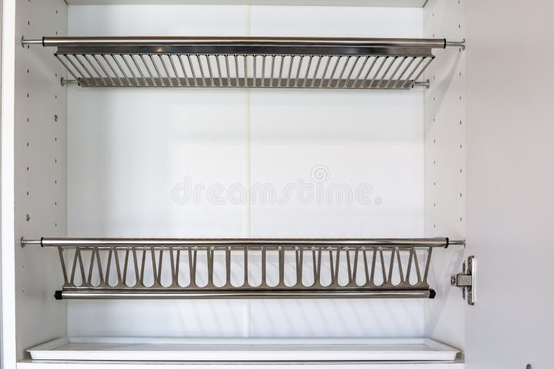 White Kitchen Cabinet Metal Drainer Storage Organization Stock Photos ...