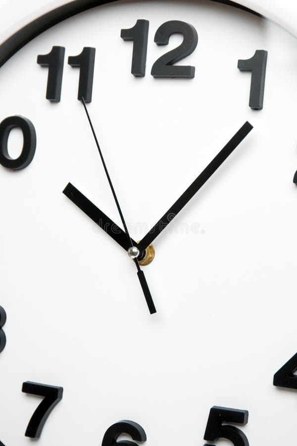 White Kitchen Clock with Black Numbers Stock Image - Image of single ...