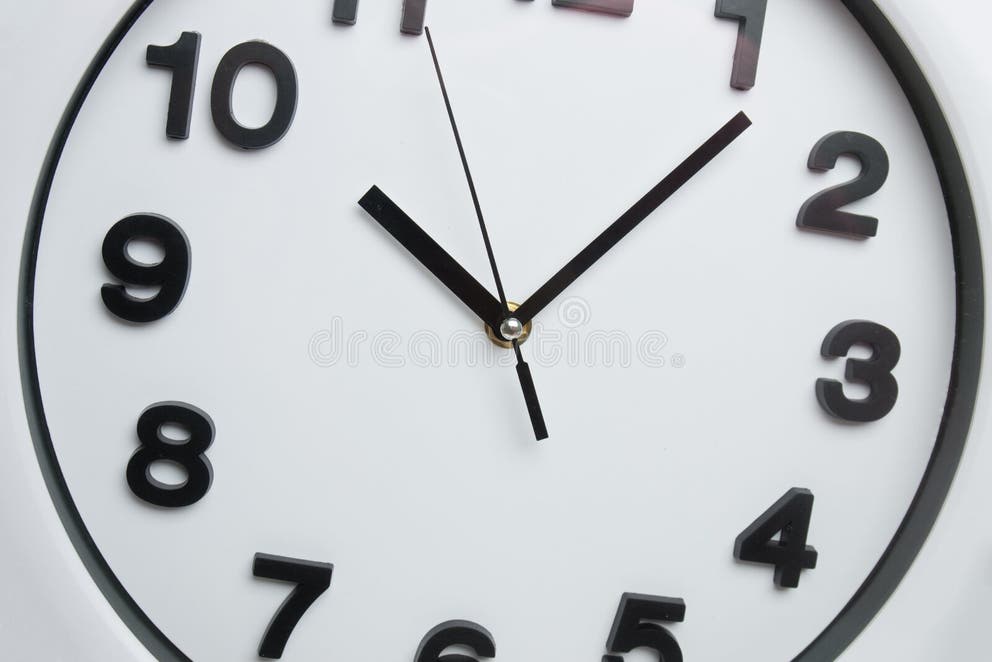 White Kitchen Clock with Black Numbers Stock Photo - Image of circle ...