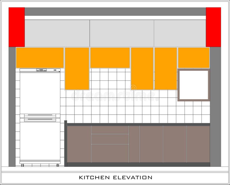 White Kitchen Front Elevation Illustration Stock Illustration ...