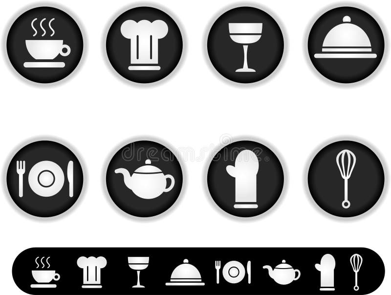 White kitchen icons stock vector. Illustration of black - 13399216
