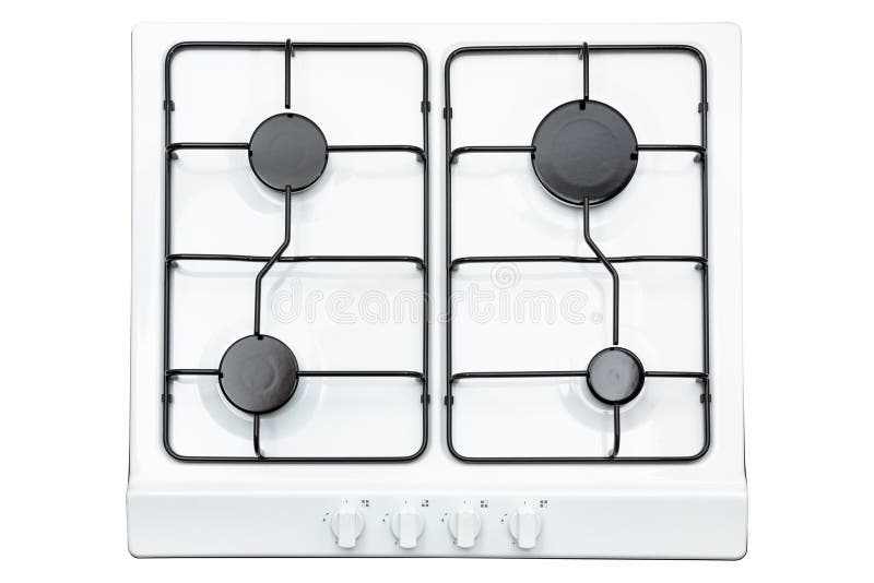 White Kitchen Surface with Black Metal Grill. View from Above Stock ...