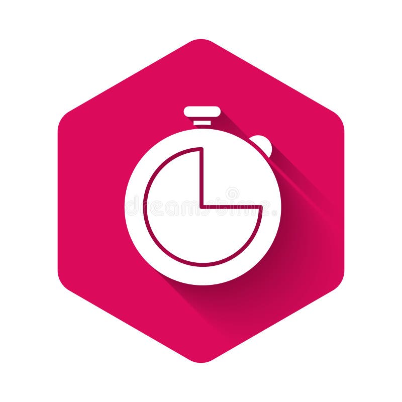 White Kitchen Timer Icon Isolated with Long Shadow. Cooking Utensil ...