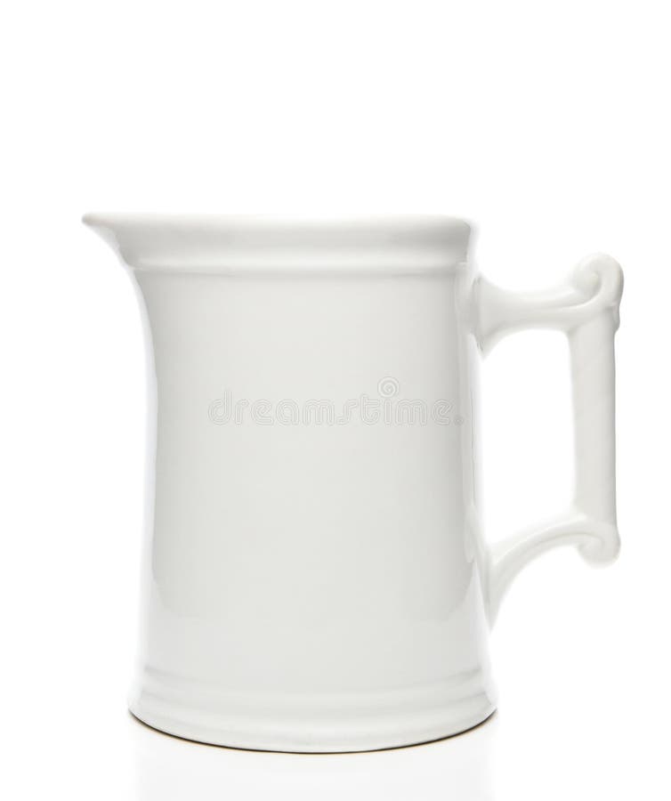 White Kitchenware Pitcher Isolated on White Stock Image - Image of ...