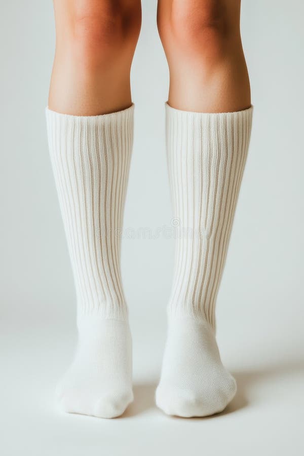 White Knee-high Socks on Young Caucasian Female Legs Stock Illustration ...