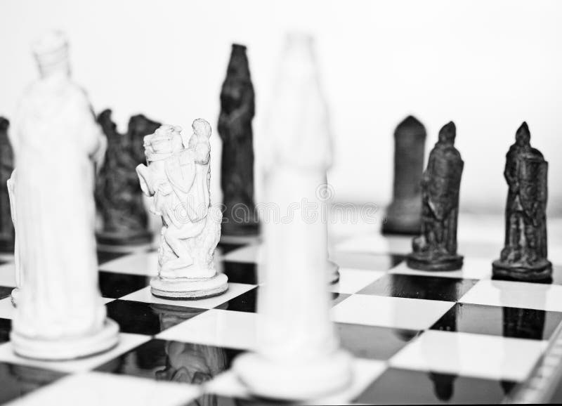 White Knight Chess in Monochrome Stock Image - Image of chess ...