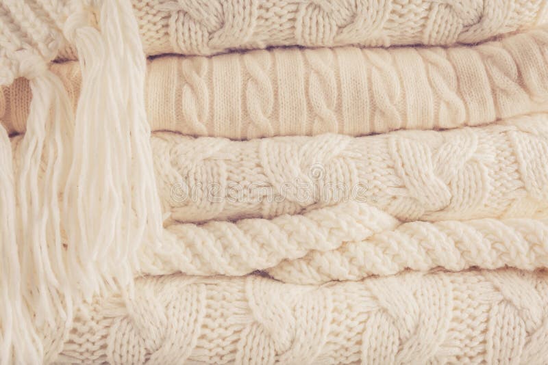 White Knits Pile. Warm Cozy Home Concept Stock Photo - Image of ...