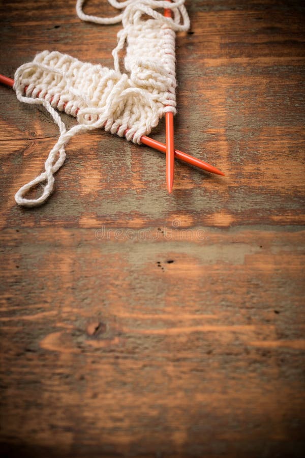 White knitting wool stock photo. Image of string, needle - 50468250